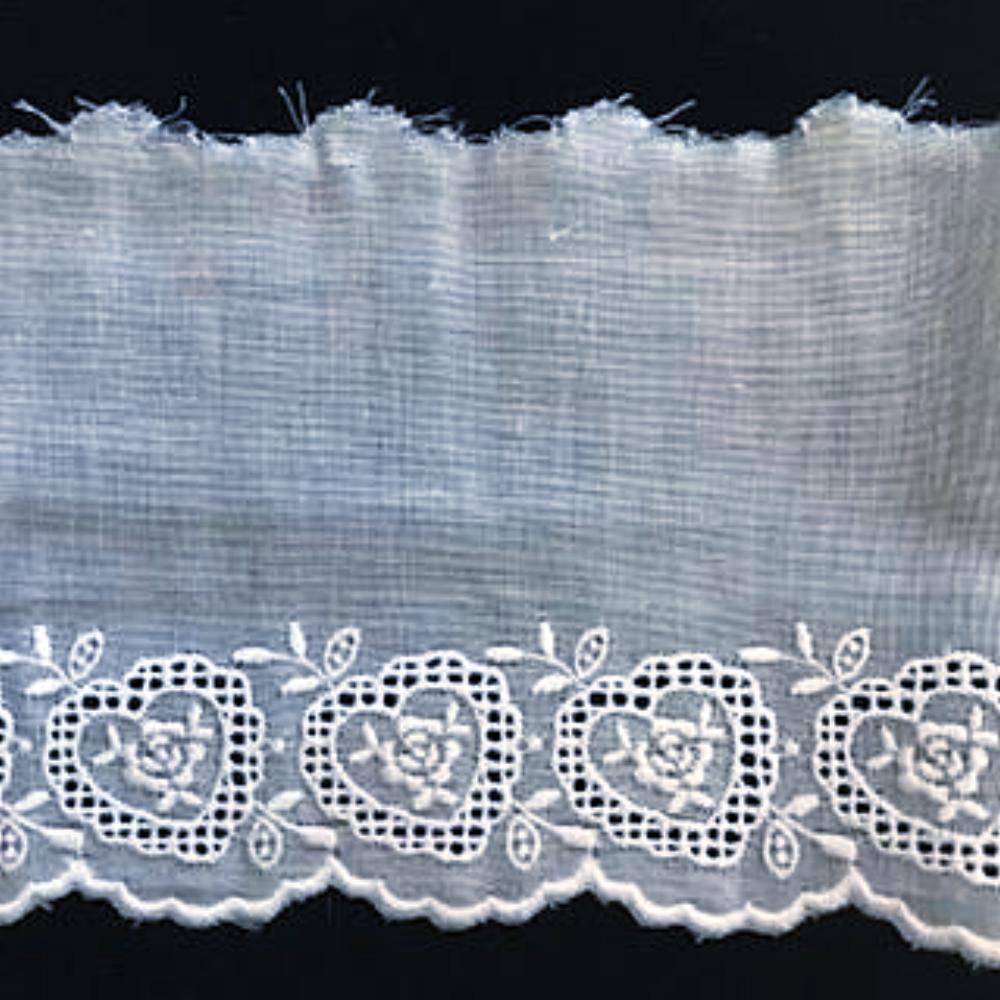 E-22 White - 80mm Embroidered Edging - Flower/Heart design. – Cotton On ...